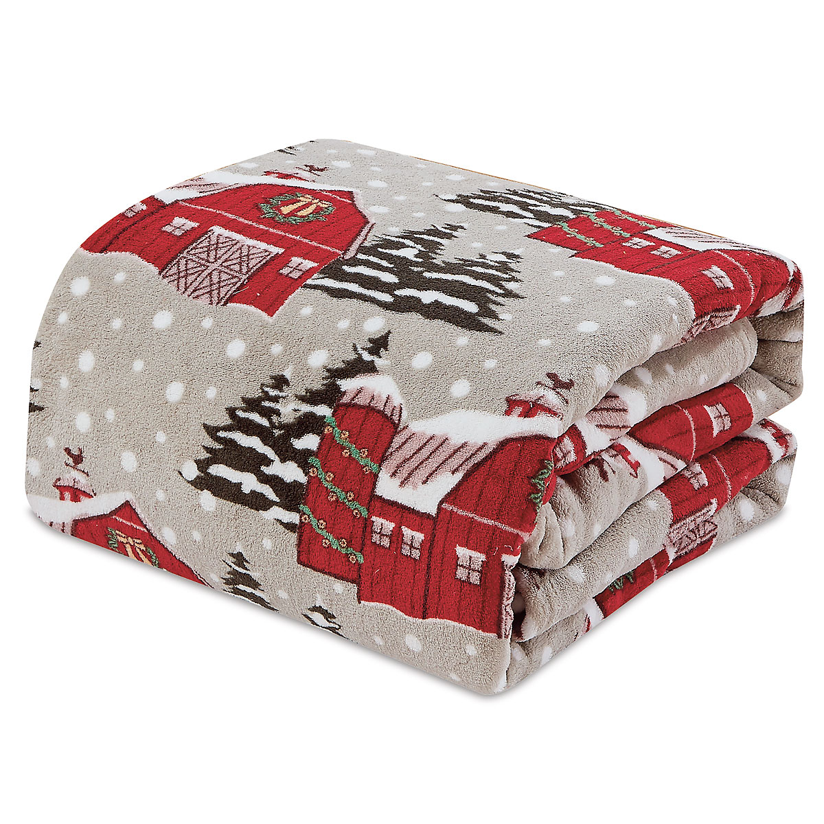 Snowy Barn Velvet Touch Christmas Throw | Current Catalog