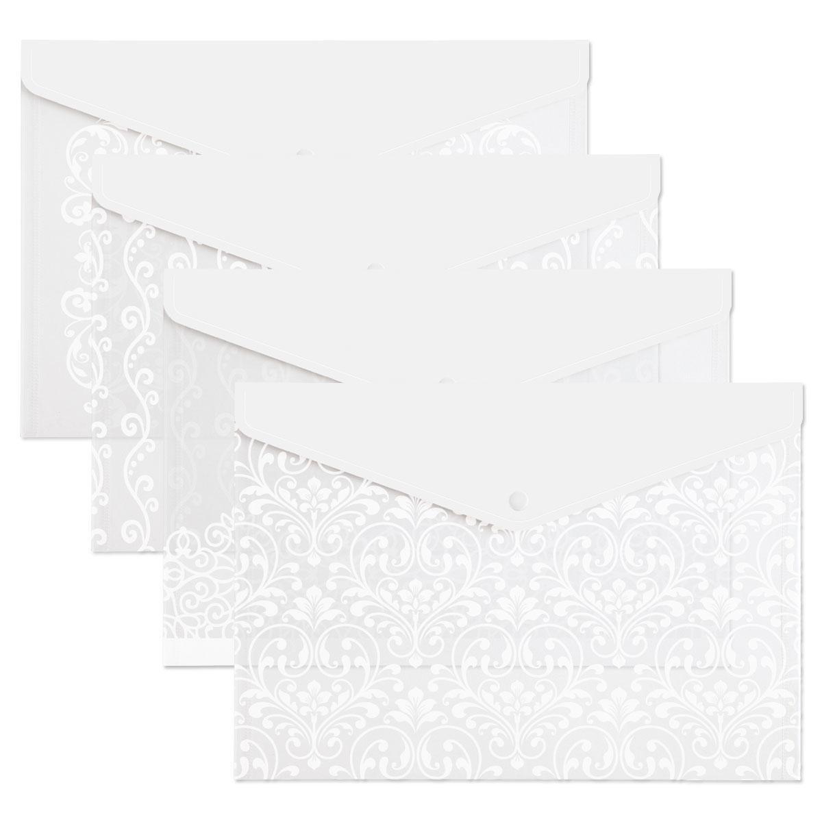 White Scroll Pattern Snap Folders | Current Catalog