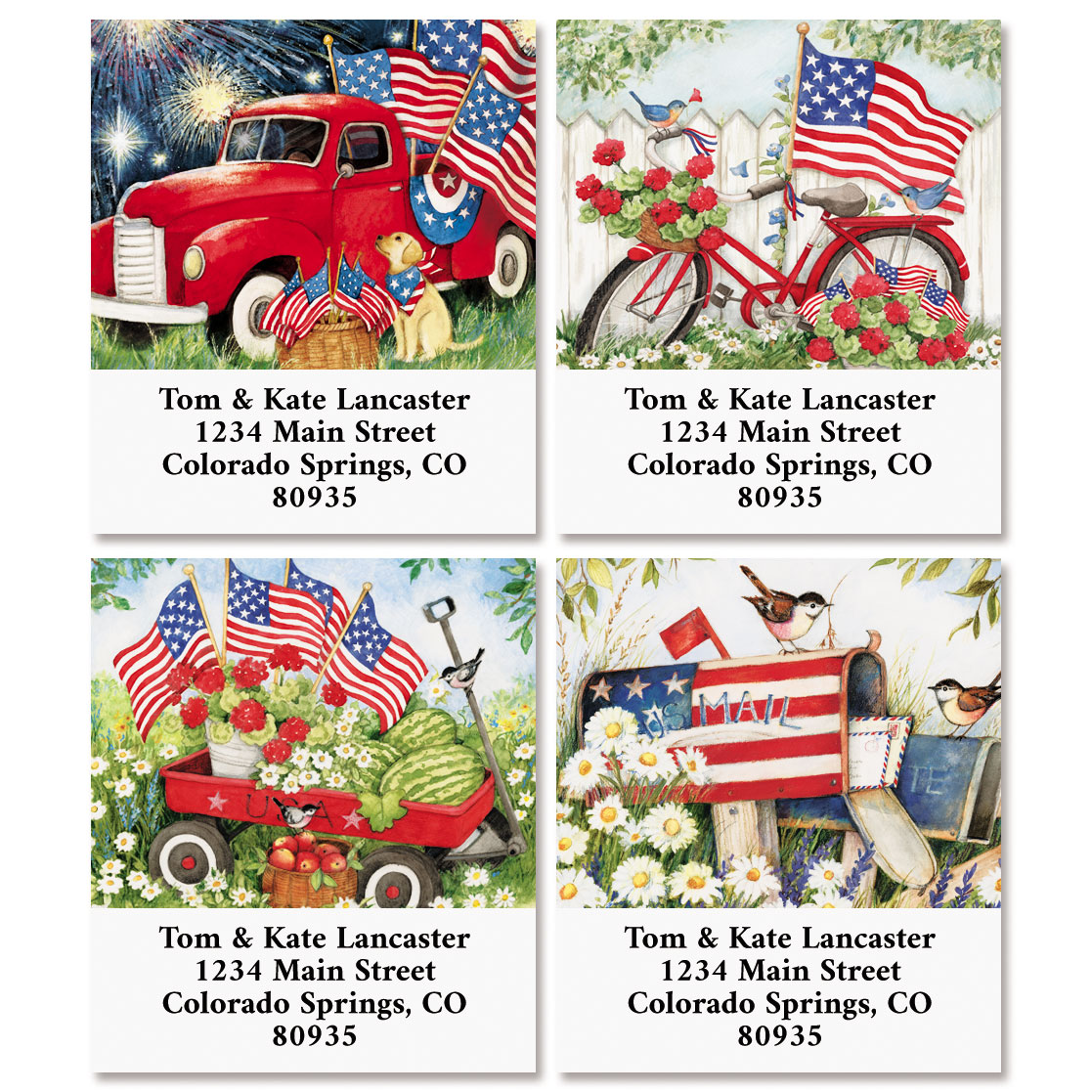 Flags Waving Return Address Labels (4 Designs) | Current Catalog