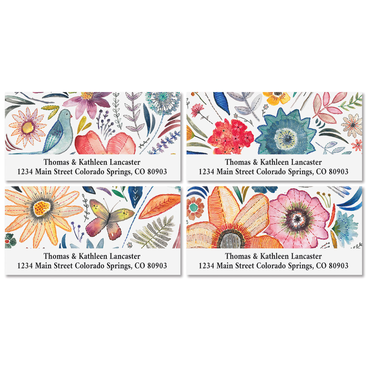 Embroidered Florals Deluxe Address Labels (4 Designs) | Current Catalog
