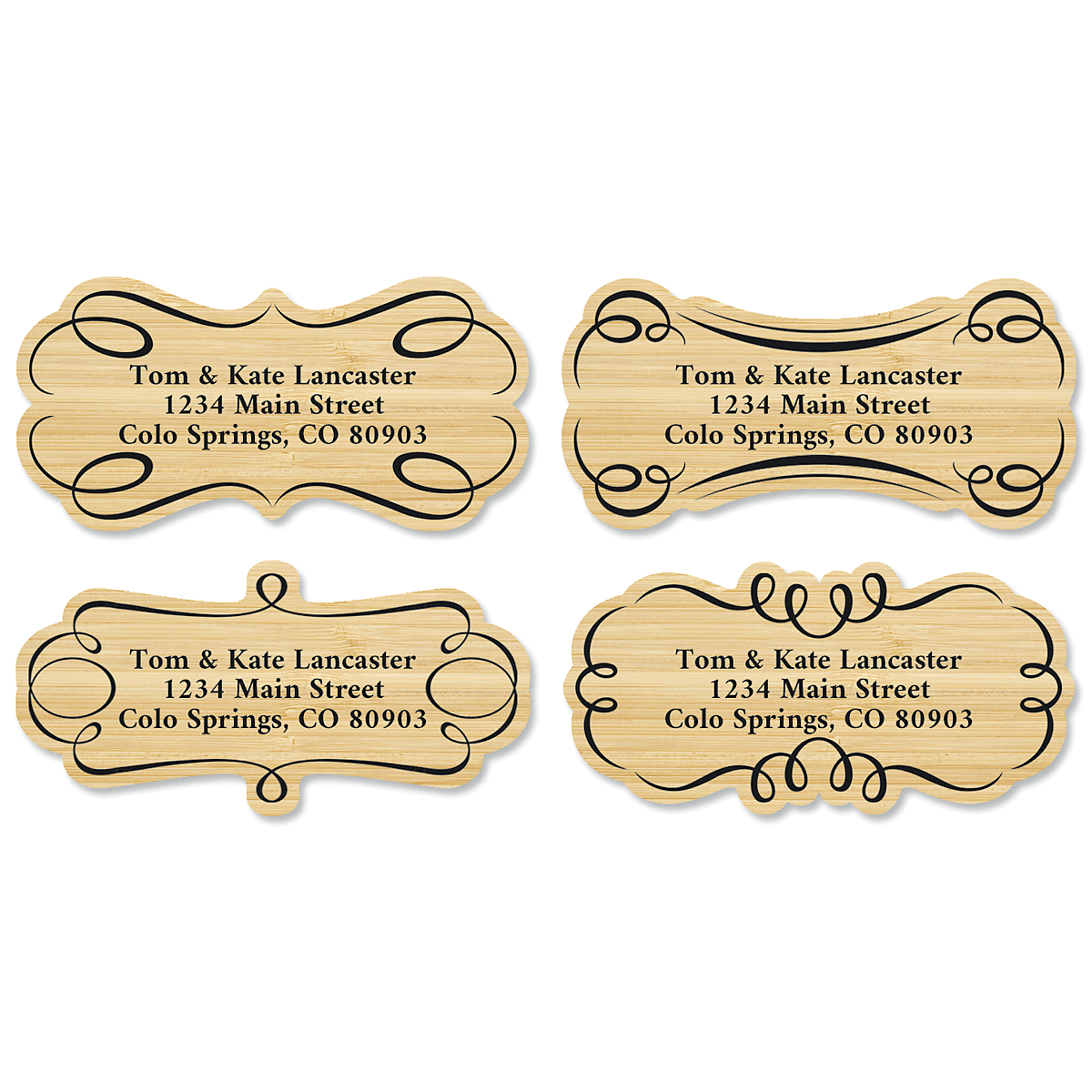 Woodgrain Diecut Address Labels (4 Designs) | Current Catalog