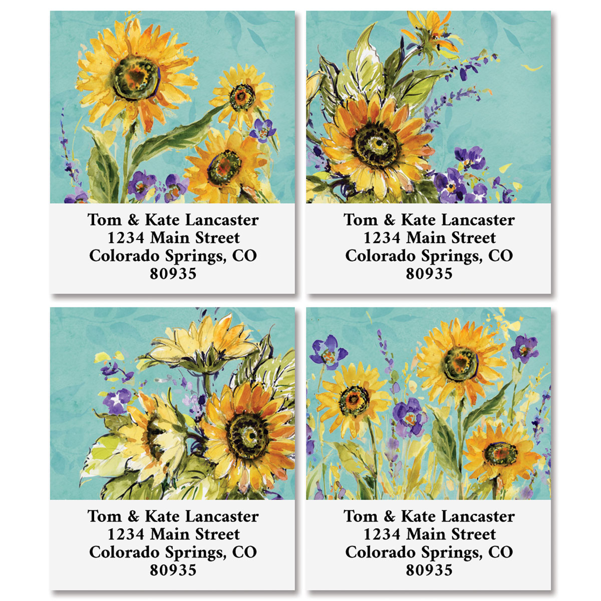 Watercolor Sunflower Select Address Labels (4 Designs) | Current Catalog
