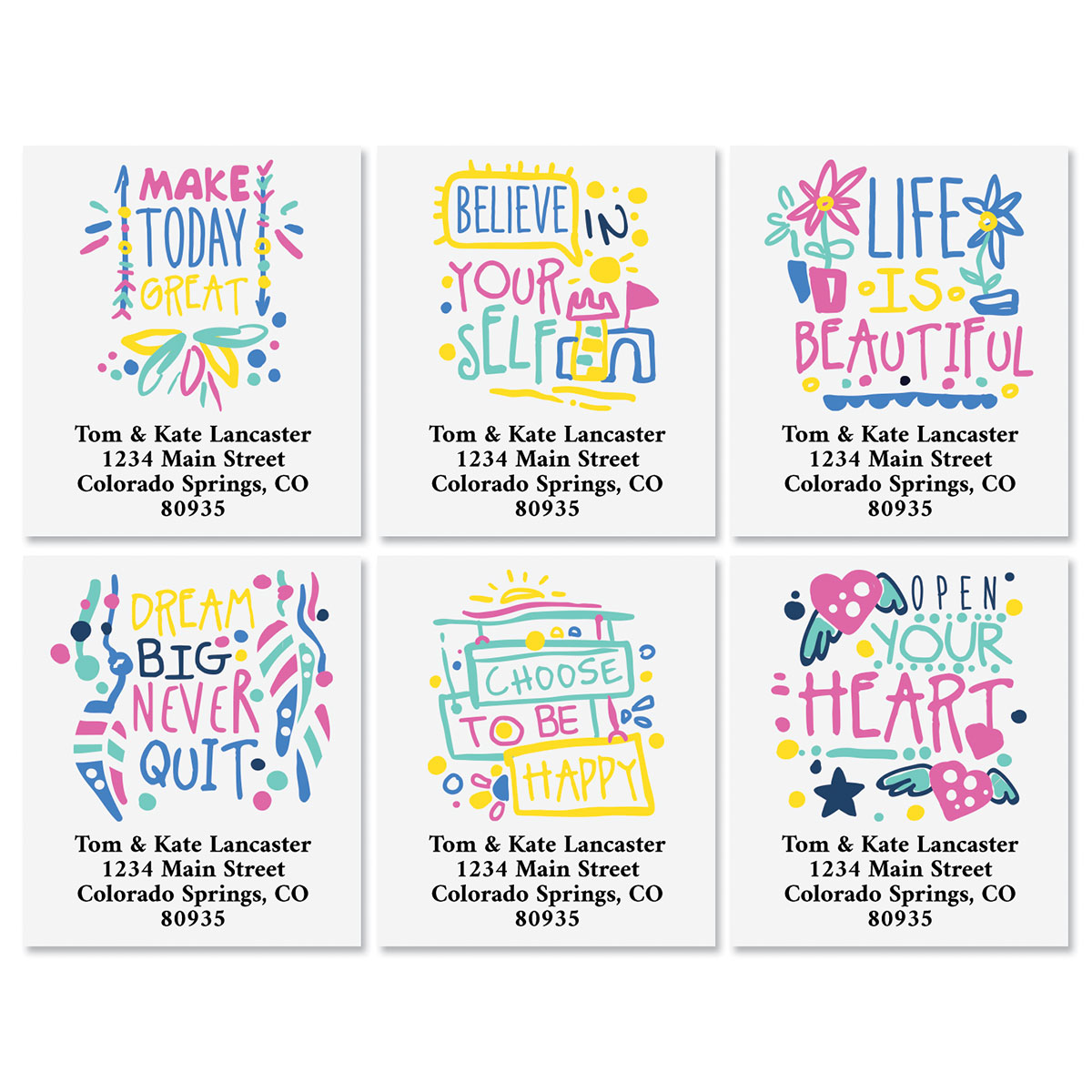 Positive Words Select Address Labels (6 Designs) | Current Catalog