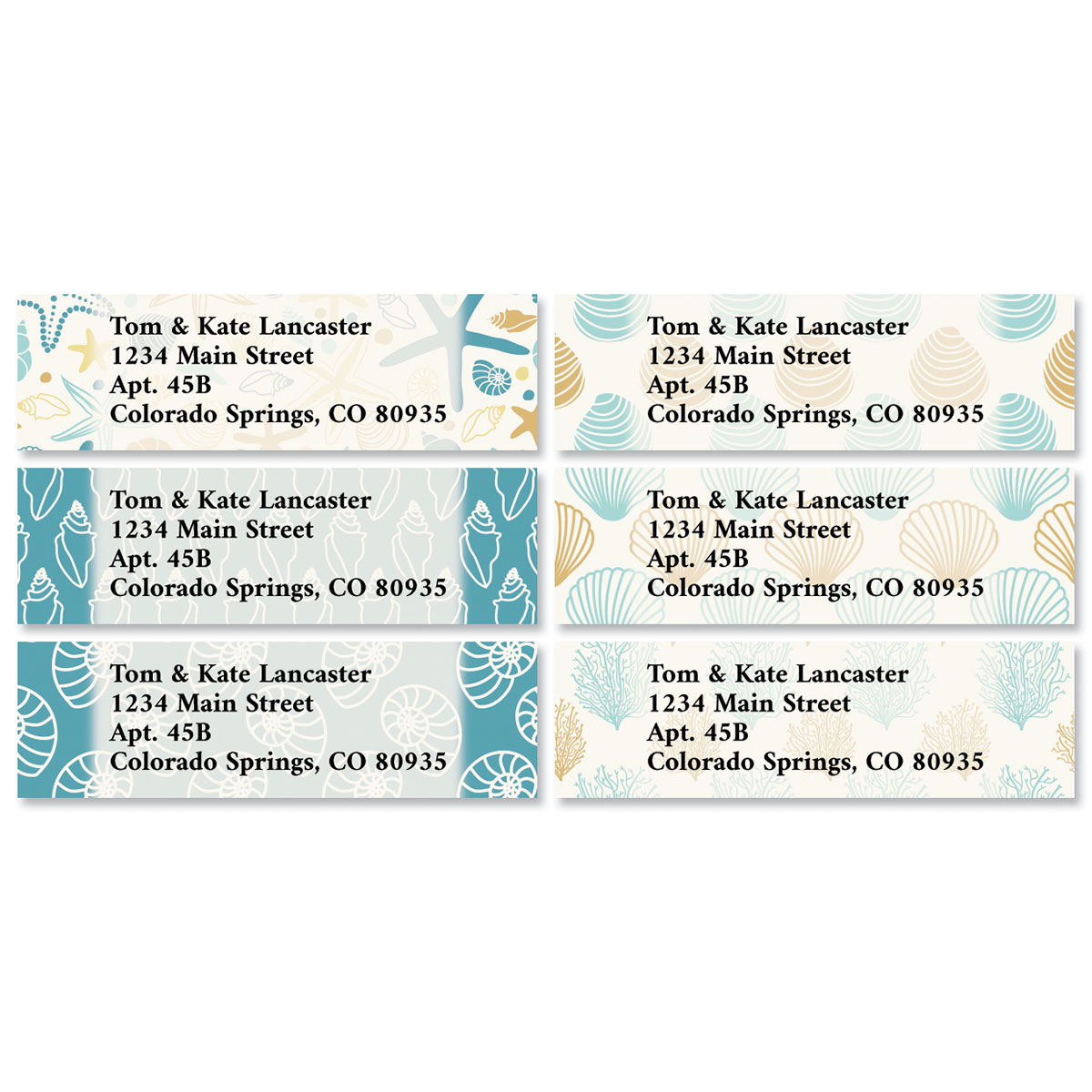 Seamless Seashells Classic Address Labels (6 Designs) | Current Catalog