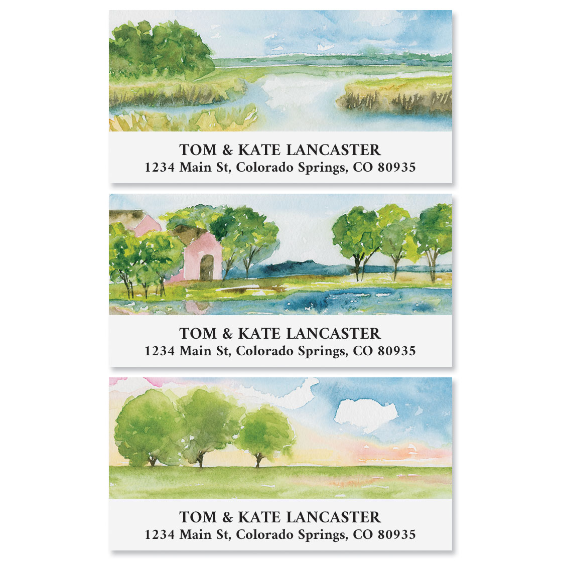 Watercolor Landscape Deluxe Address Labels (3 Designs) | Current Catalog