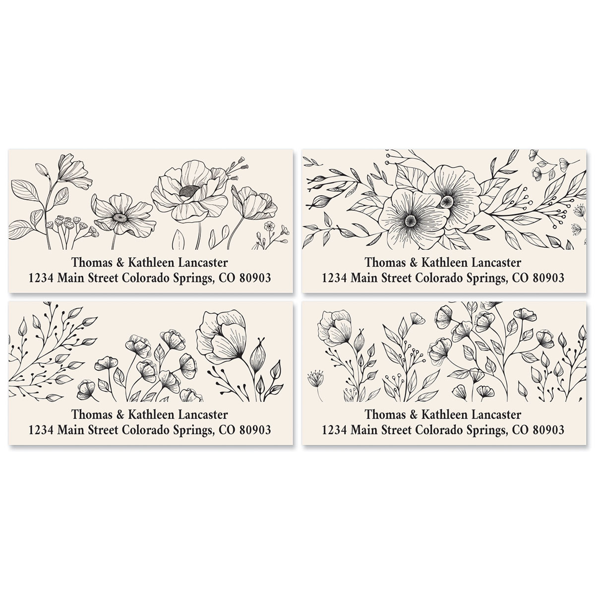 Floral Lines Deluxe Address Labels (4 Designs) | Current Catalog