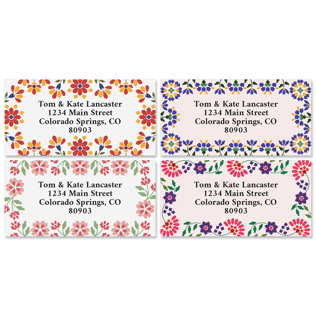Crochet Florals Border Address Labels (4 Designs) | Current Catalog