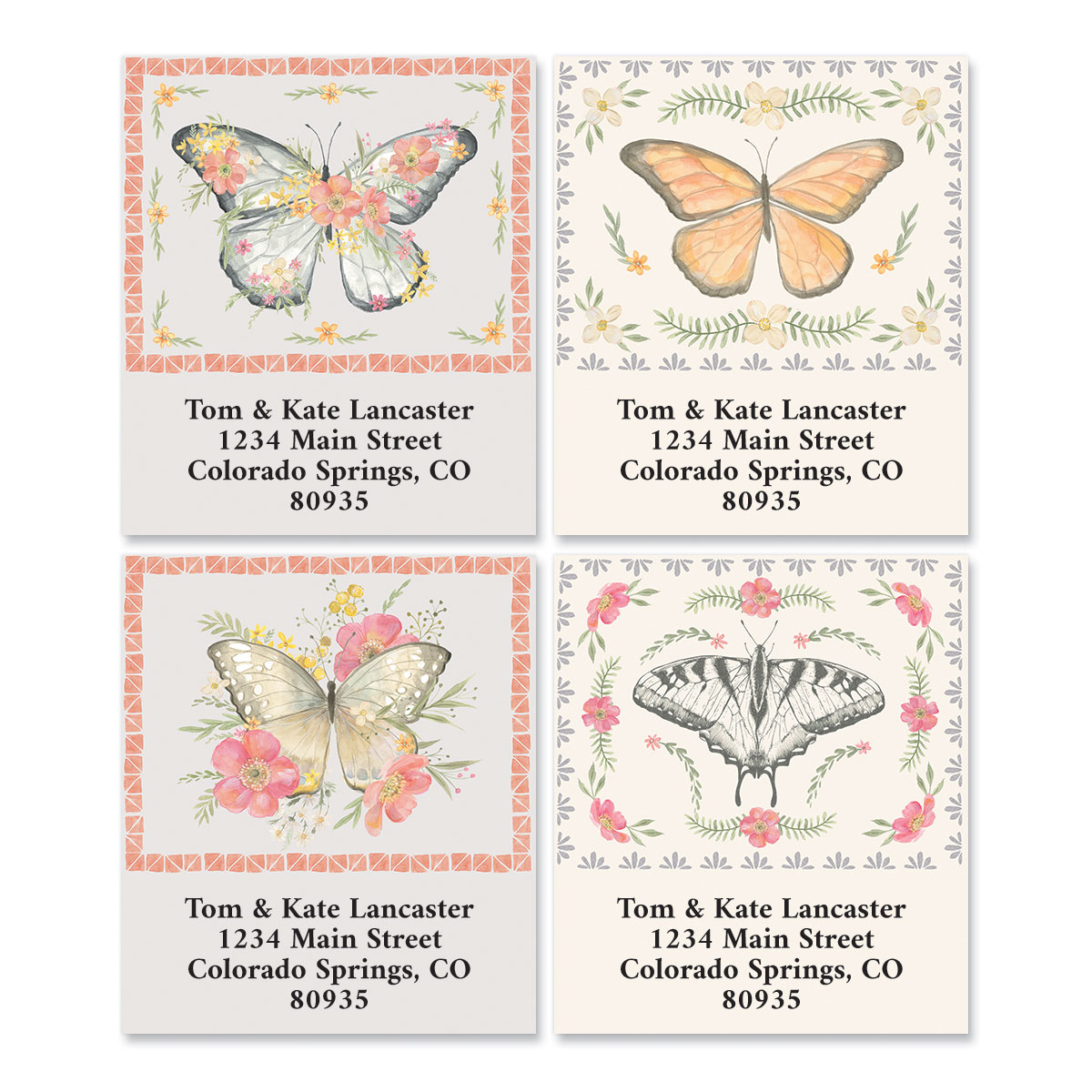 Floral Butterfly Select Return Address Labels (4 Designs) | Current Catalog