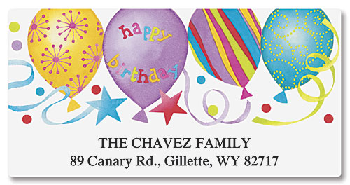 Happy Birthday Balloons Deluxe Address Labels | Current Catalog