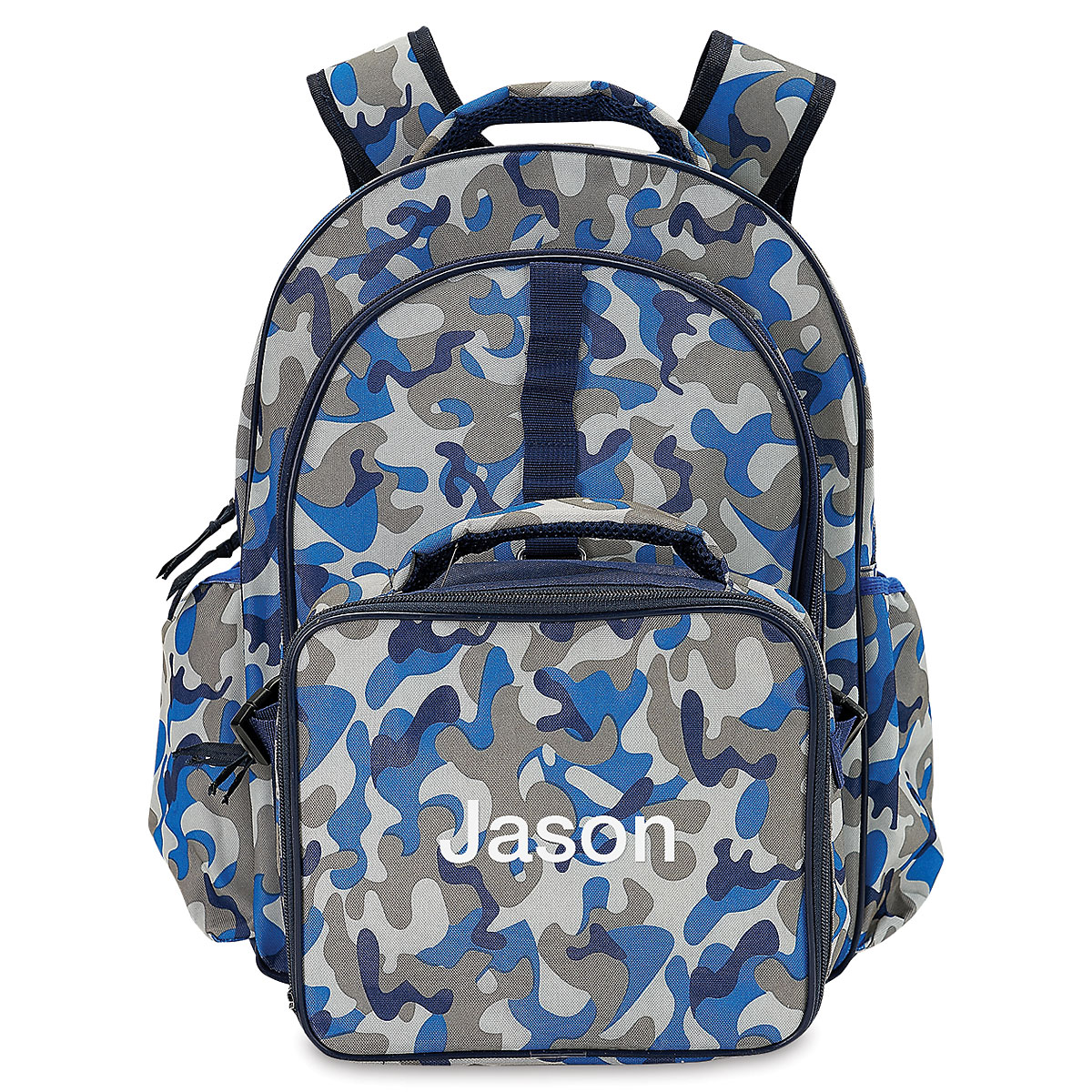 Blue Camo Backpack with Attached Lunch Bag | Current Catalog
